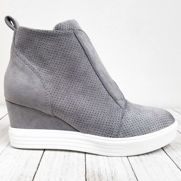 Shoes | New Gray Wedge High Top Platform Sneakers Booties | Poshmark